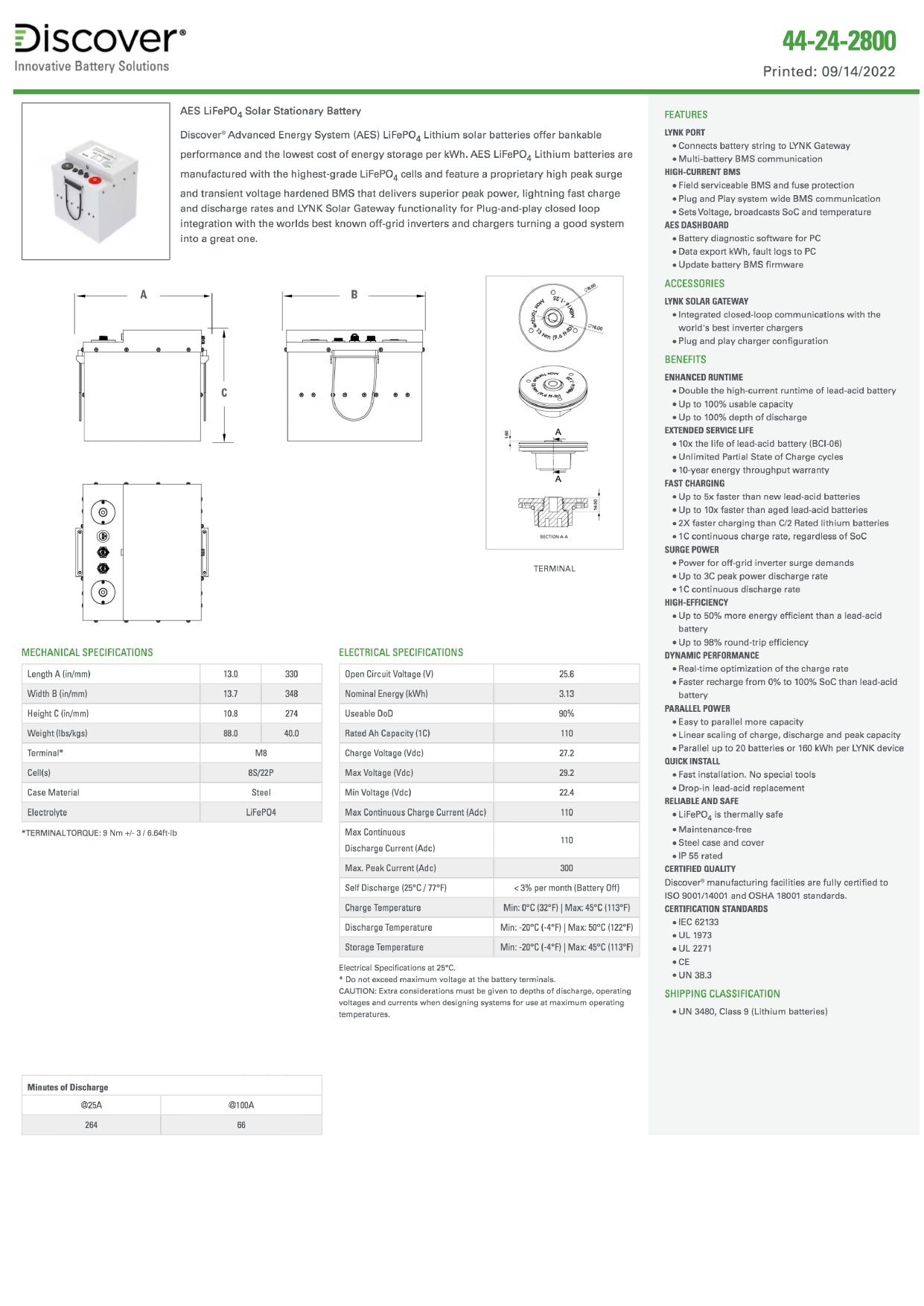 UL 9540 Discover Energy 24V | 2800W | 110 Ah | XANBUS ENABLED – Solar ...